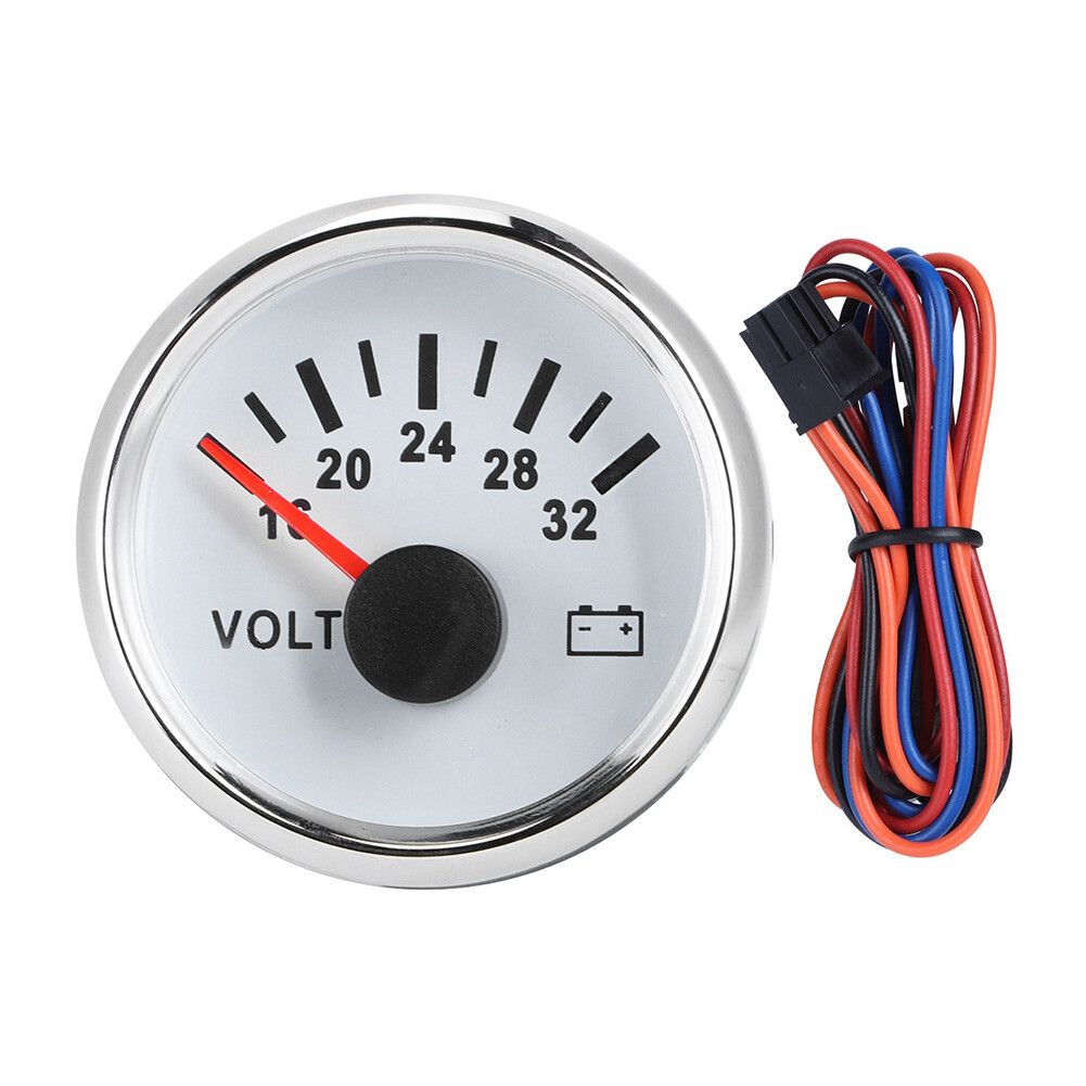 (Silver Frame On White) Waterproof Voltmeter Universal Voltage Gauge | eBay
