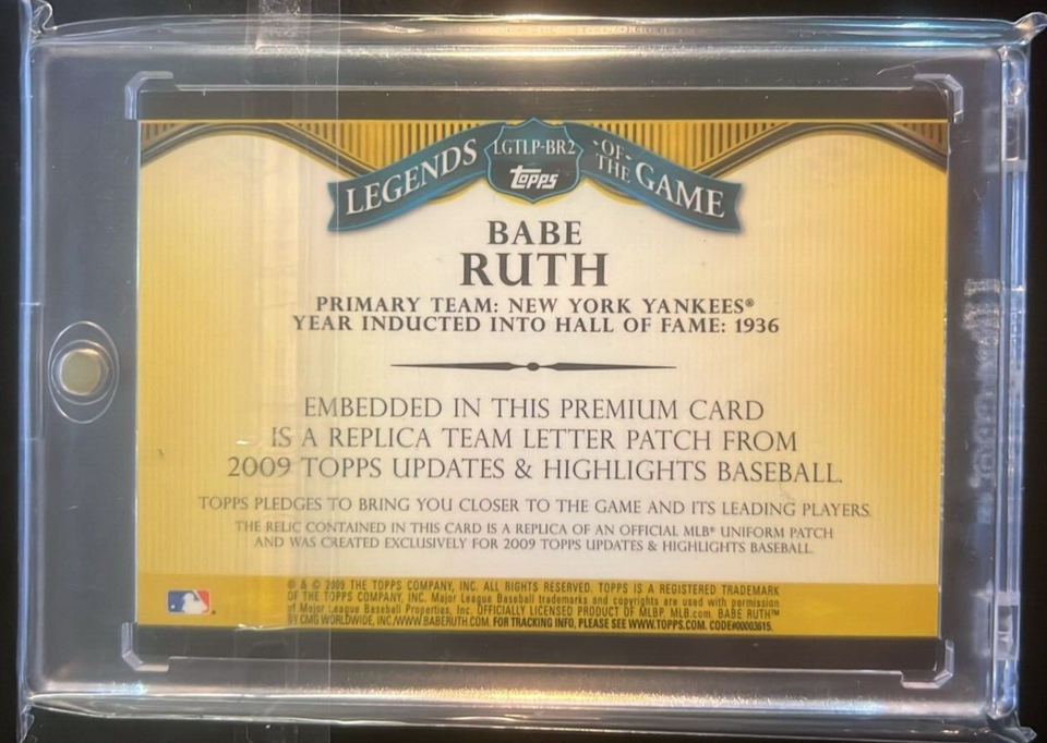 2009 Topps Update Legends of the Game Letter /50 Babe Ruth (Letter O ...