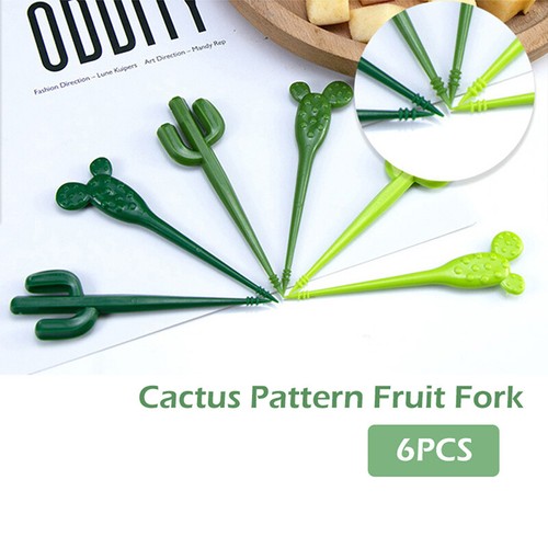 6 Pcs Mini Cactus Food Pick Kid Food Fruit Fork Bento Box Decor ...