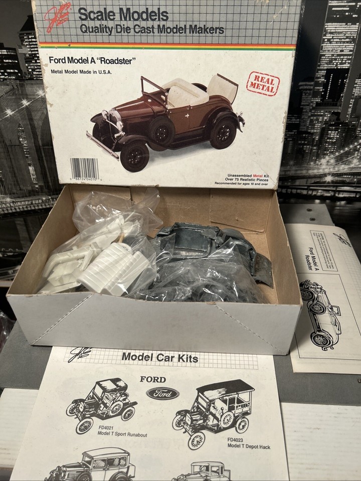 Vintage Ford Model A Roadster Metal Model Car Kit USA New In Open Box ...