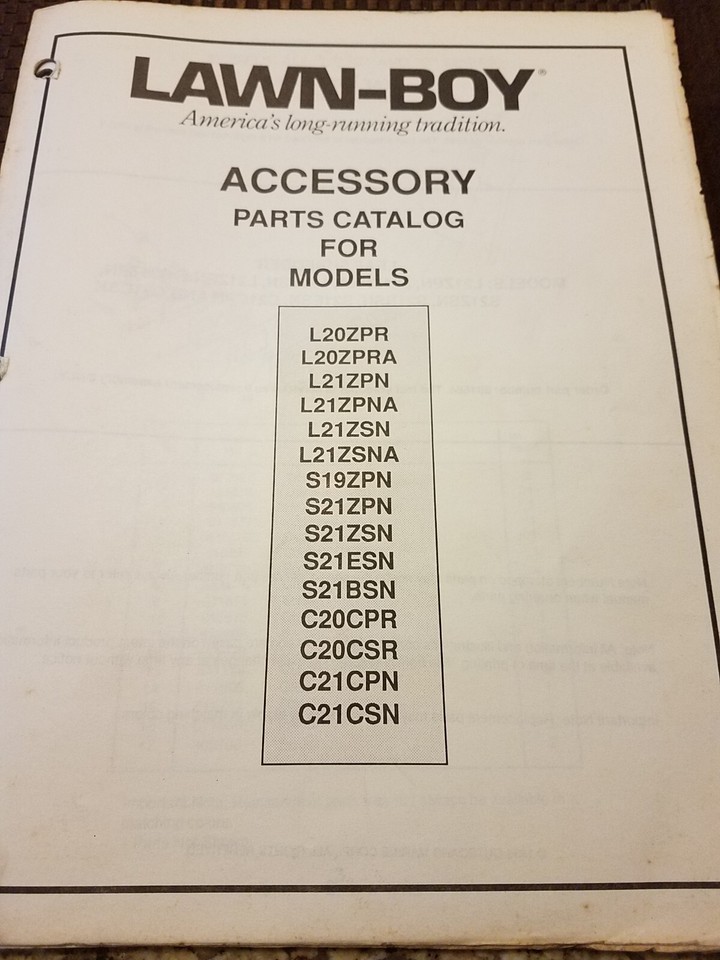 Genuine Lawn-Boy Parts Breakdown Manual For Numerous L Series Model ...