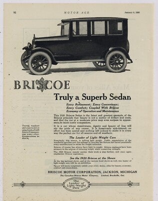 1920 Briscoe Motor Co. Ad: A Superb Sedan - Jackson, Michigan | eBay