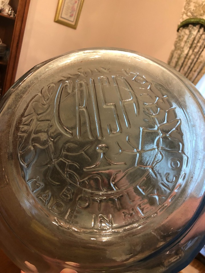 RARE VTG 5-Gallon Green Glass Jar Crisa 20" Belly Jar Mexico Coin Jar ...