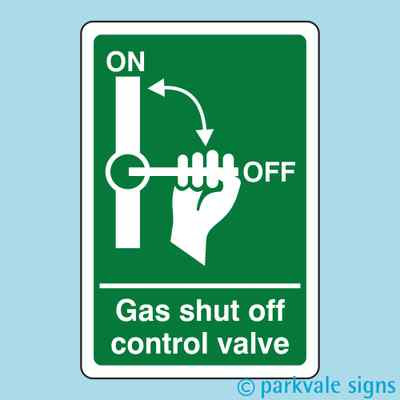 Gas Shut Off Control Valve Sign | eBay UK