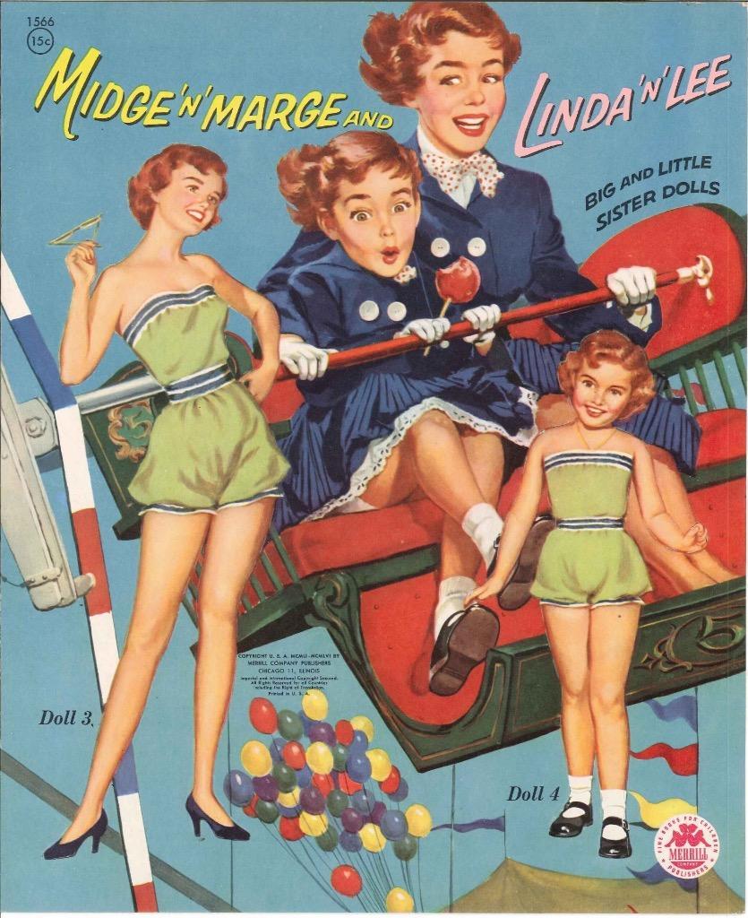 VINTAGE UNCUT 1956 MIDGE MARGE PAPER DOLLS ~HD LASER REPRODUCTION~LO ...