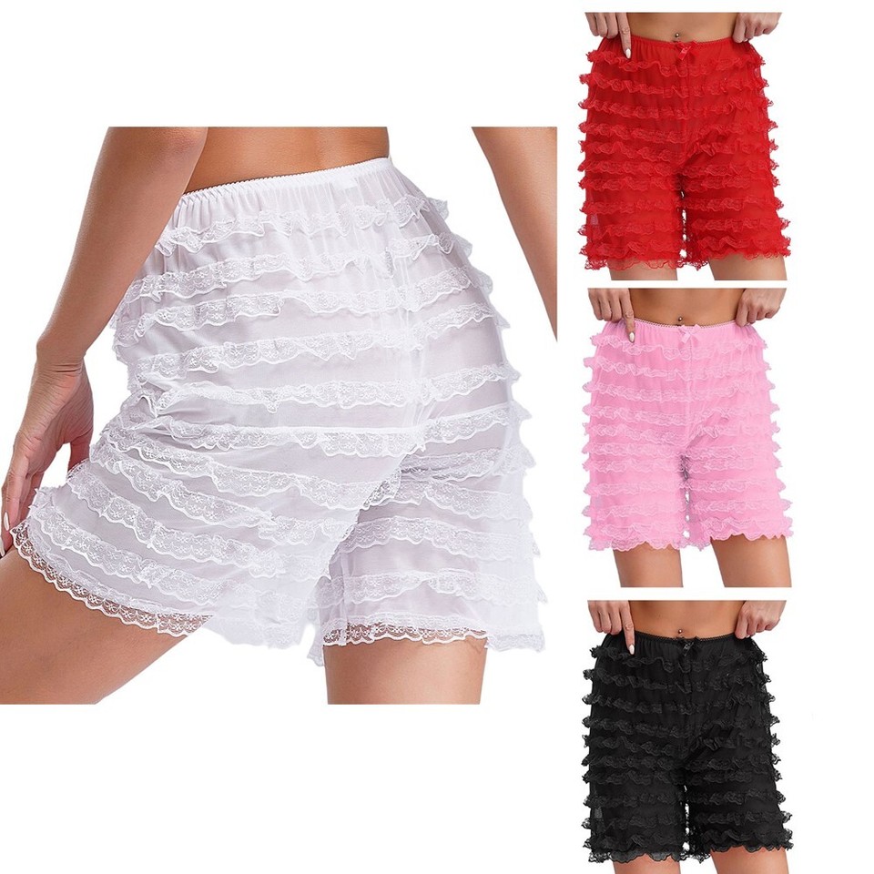 US Womens Shorts Nightclub Pumpkin Pants Sheer Mesh Pettipants Bloomers ...