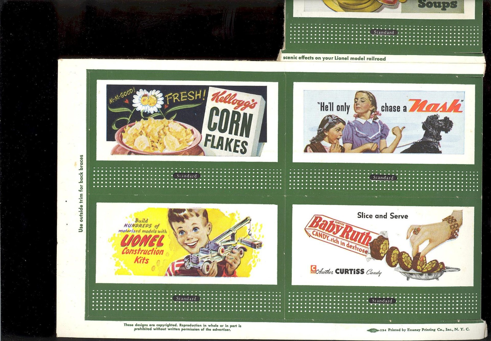 1954 LOT OF 6 LIONEL BILLBOARD INSERTS VINTAGE AUTHENTIC RARE KLEENEX ...