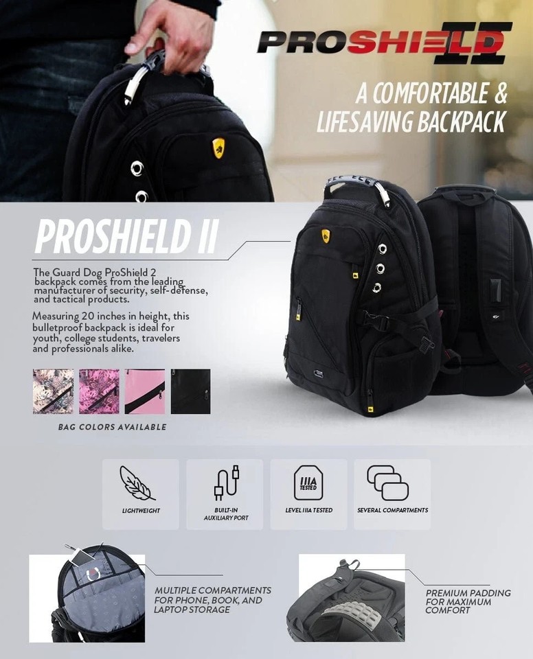 Guard Dog Bulletproof Tactical Backpack Shield Level 3A, Armored Bag ...