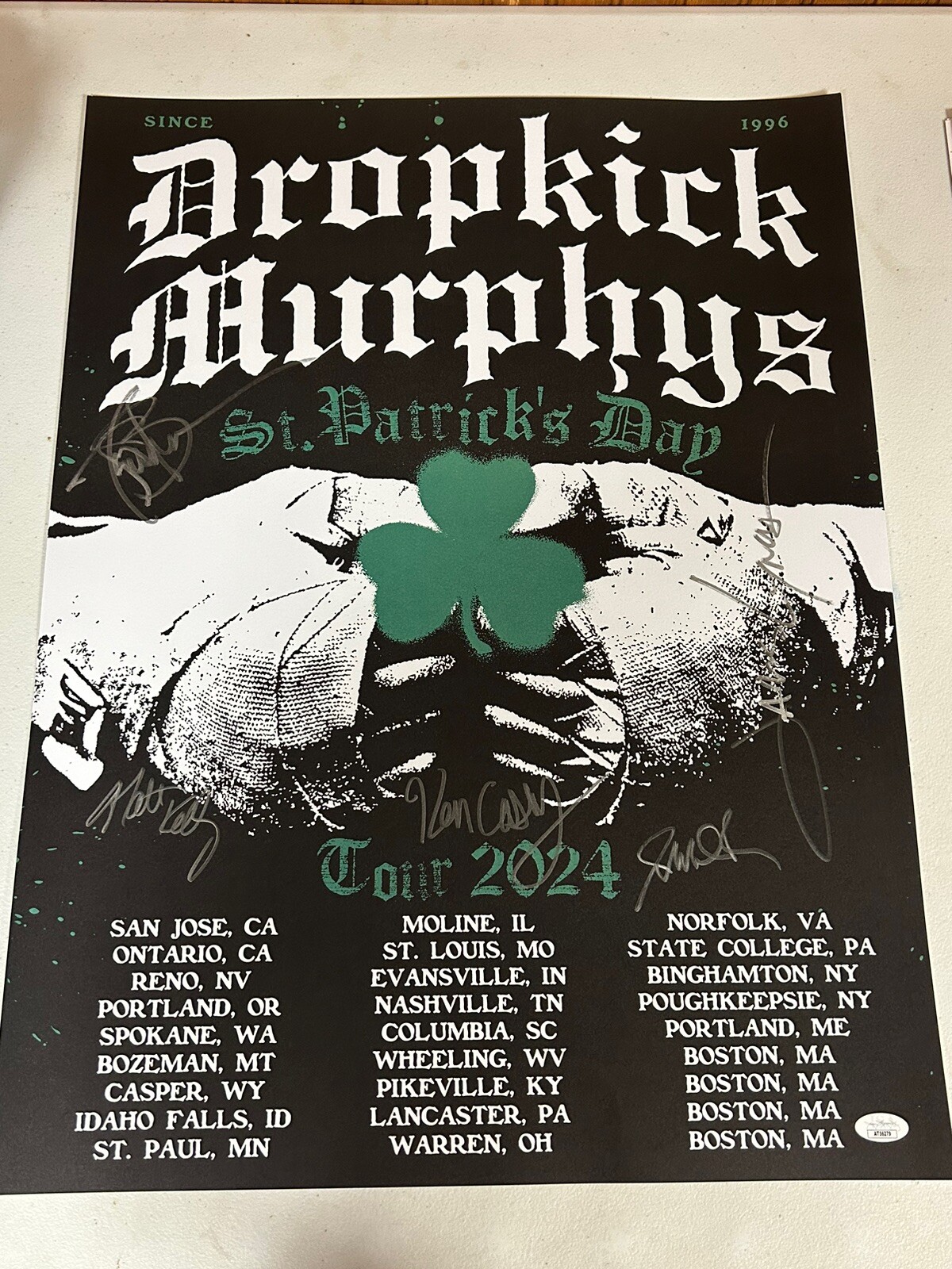 DROPKICK MURPHYS SIGNED AUTOGRAPHED 2024 CARDSTOCK TOUR POSTER JSA COA # AT56279 | eBay