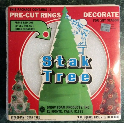 VTG 70s Christmas STYROFOAM 18" STAK TREE Holiday Decoration Craft NOS ...