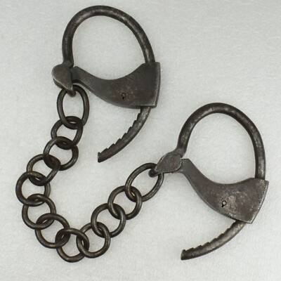 Antique Hand Forged Iron Shackles Hand Leg Cuffs Prison Jail Restraints ...