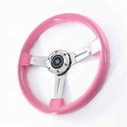 14inch Pink JDM Sport Racing Steering Wheel Chrome Spoke Car Game ...