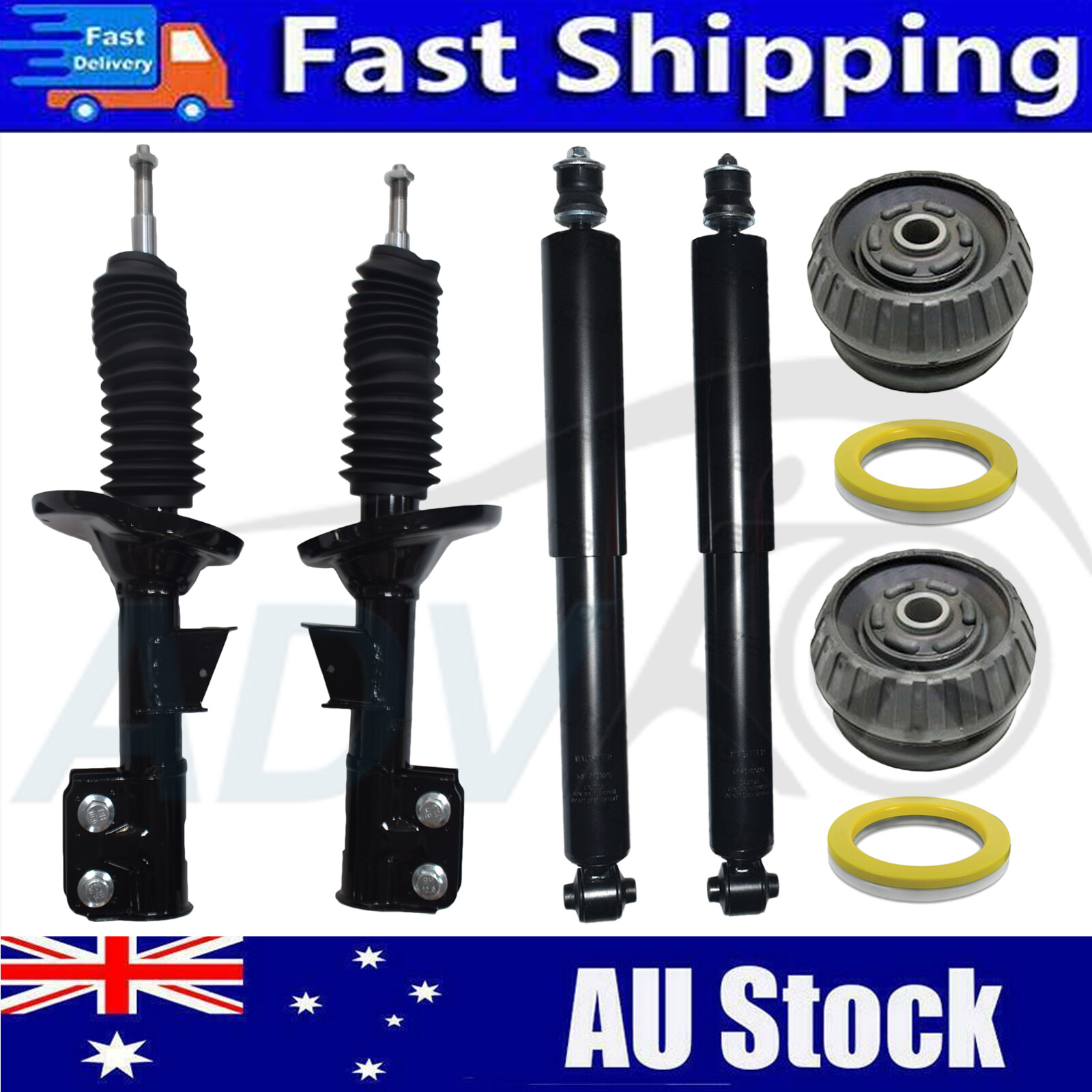 4 Front & Rear Gas Strut Mounts Shock Absorbers Commodore VT VU VX VY ...