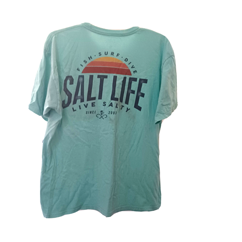 Salt Life T Shirt Size Large Live Salty Light Teal Fish Surf Dive | eBay
