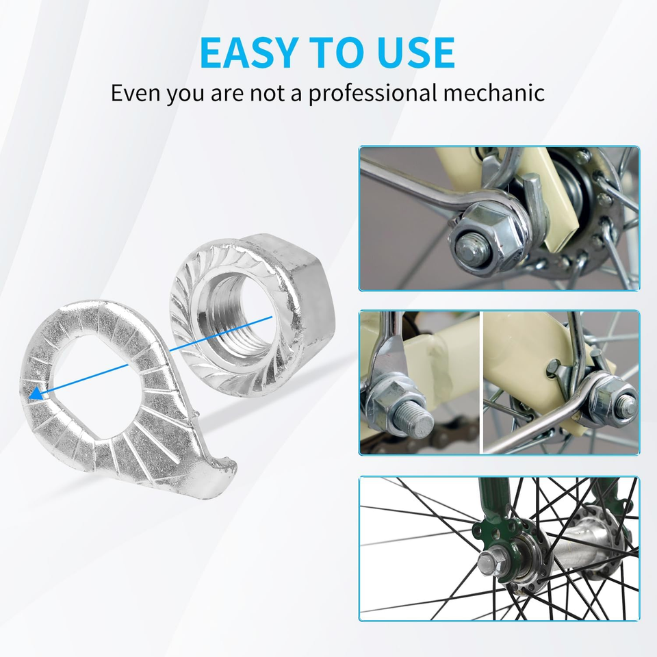 12PCS Bicycle Axle Nuts and Safety Washers 3 Size M8 M9.5 M10 Bike ...