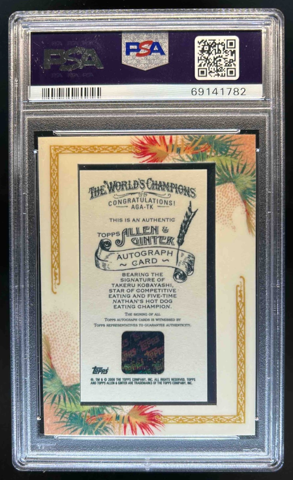 2006 Topps Allen & Ginter Takeru Kobayashi Auto #/500 PSA Authentic 10 ...