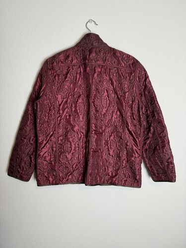 Vintage Reversible Quilted Satin Embroidered Jacket, Burgundy & Brown ...