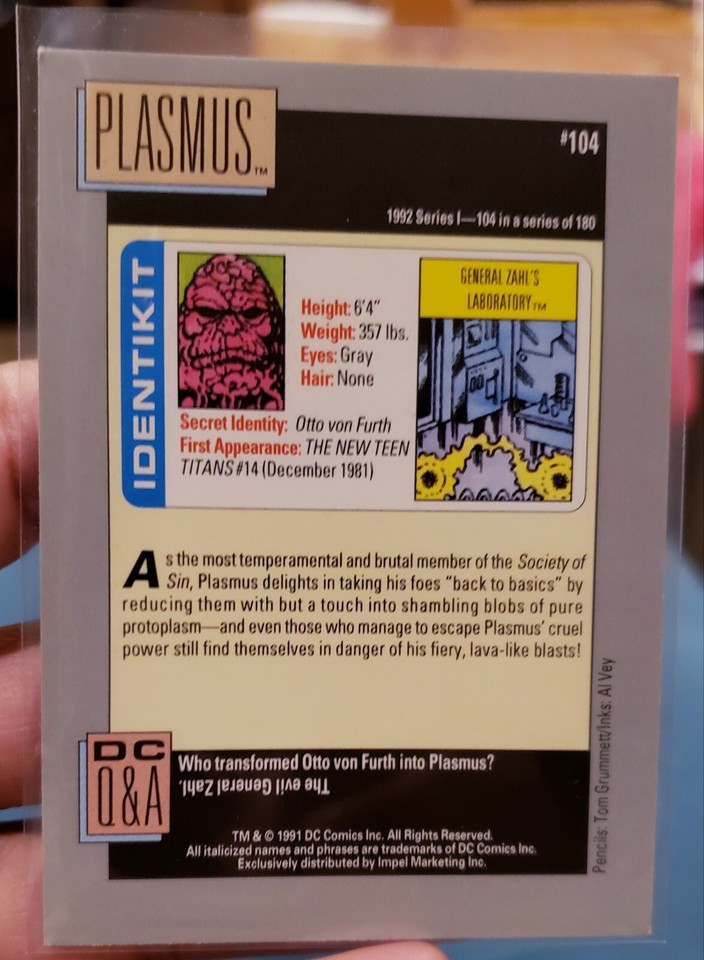 1991 Impel DC Comics Earth's Mightiest Villians #104 PLASMUS | eBay