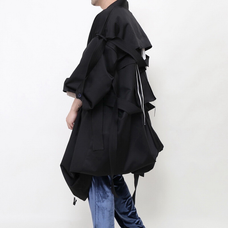Mens Cyberpunk Overcoat Urban Outdoor Techwear Yama Style Coat Japanese ...