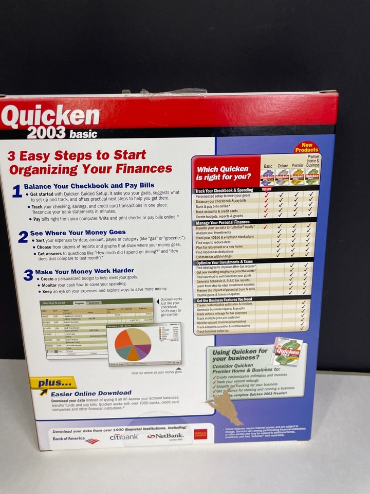 Quicken 2003 Basic software CD-ROM Disc Program Intuit Windows 95/98 ...