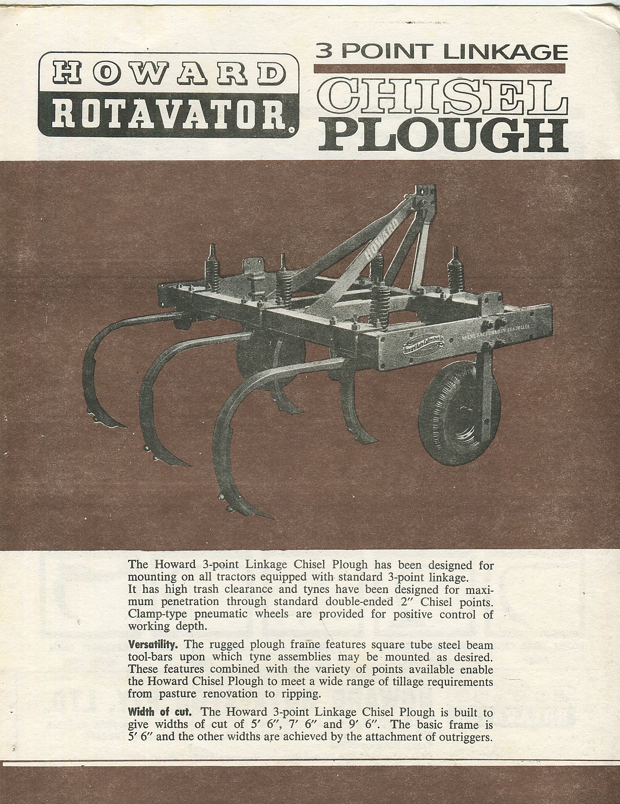 Howard Rotavator 3 Point linkage Chisel Plough Brochure | eBay UK