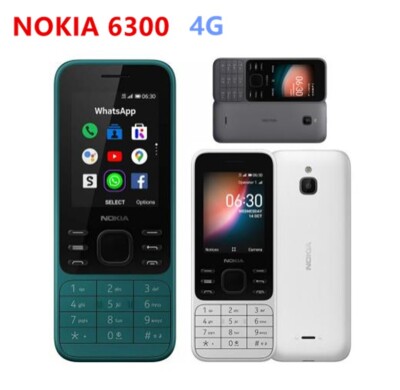 NEW Nokia 6300 4G Wifi Cell Phone-Grey/ White/Green Unlocked Dual SIM ...