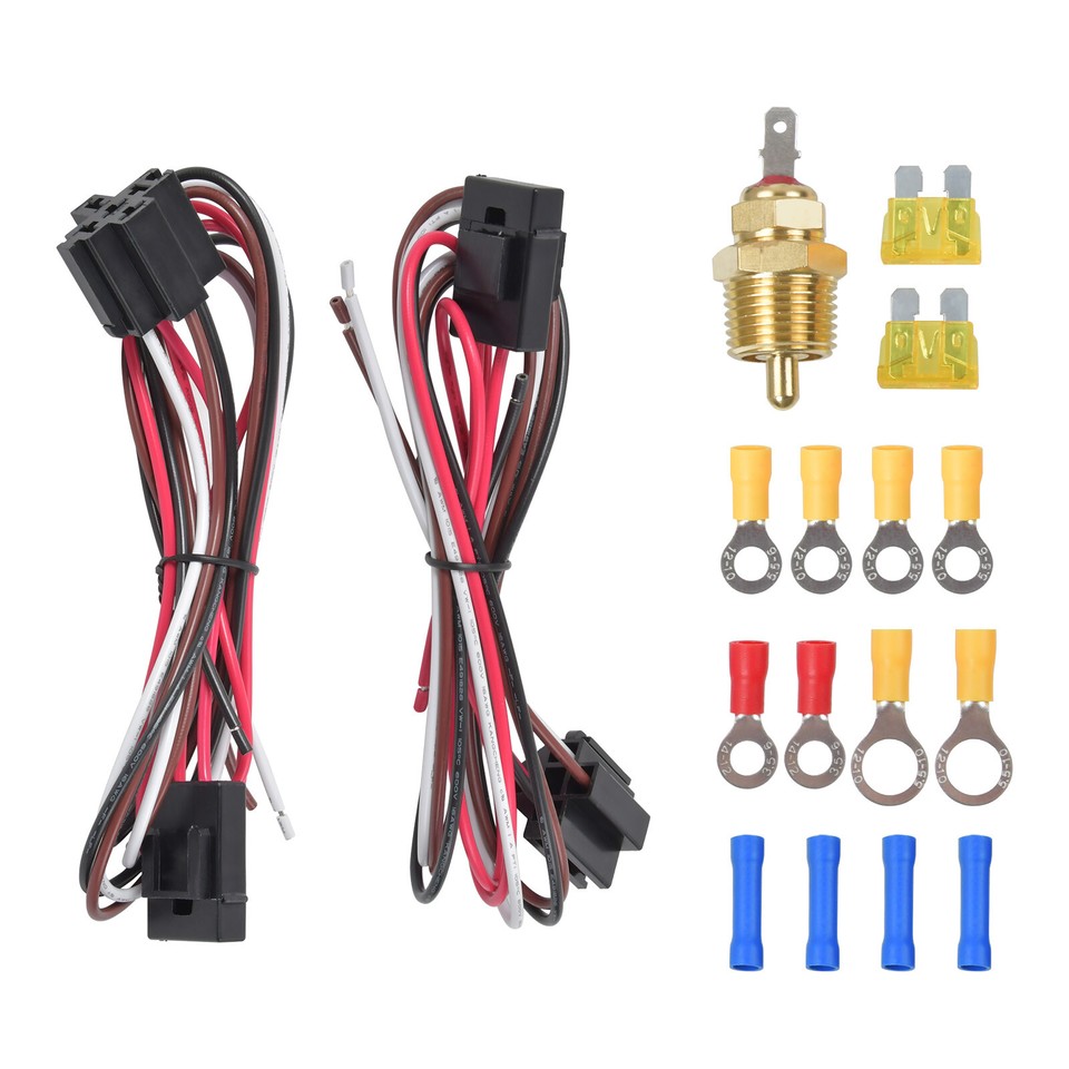 Dual Electric Fan Relay Kit with Thermostatic Sensor Switch 185 On 175 ...