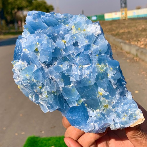 2.39LB Top! Natural Blue Calcite ClusterRoughTextured Crystal gemstone ...