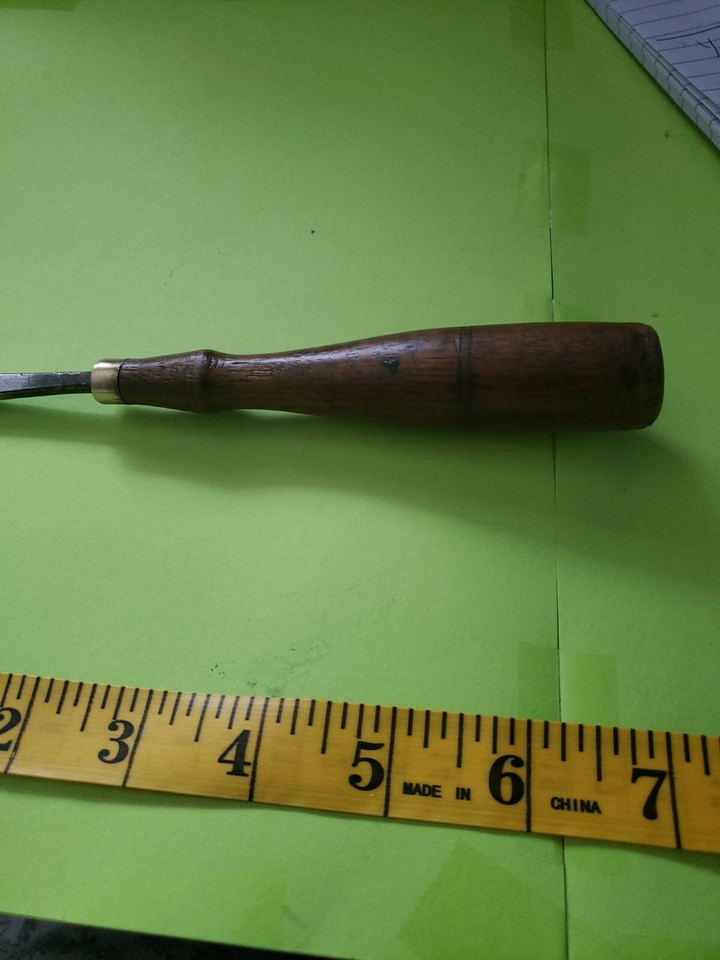 LQQK-Unbranded 3/8" Chisel-Brass Ferrule On Original Wooden Handle-Nice ...