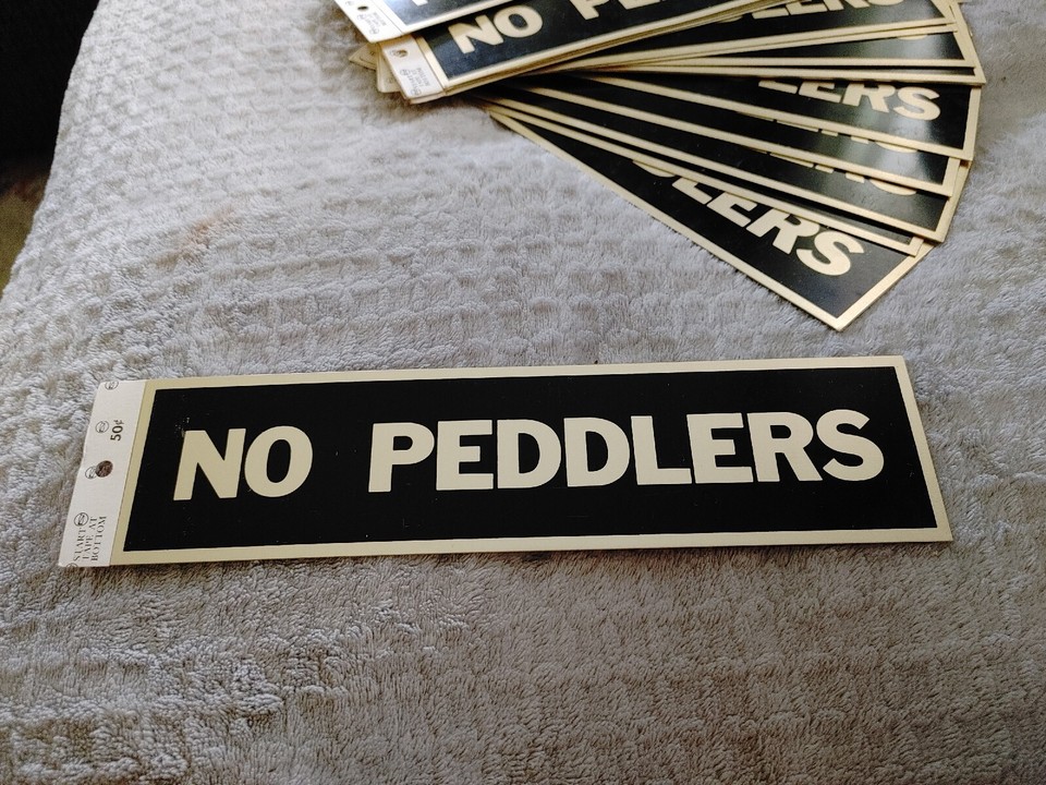 Vintage Thin Aluminum NO PEDDLERS sign, 8x2 Inches, NOS | eBay