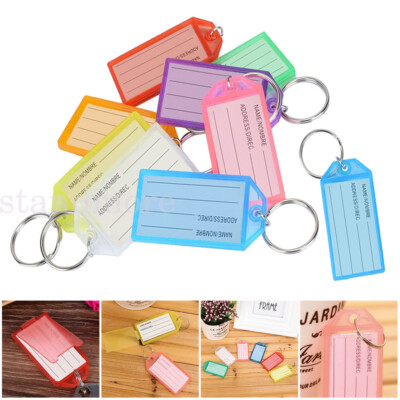 20pcs Extra Large Plastic Key Ring ID Tags Name Label Key Fob Tag ...