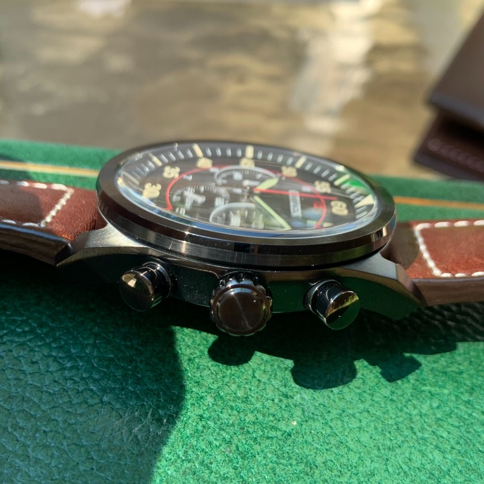 Bulova Prototype Aviator Chronograph PVD Sample Wristwatch No Movement ...