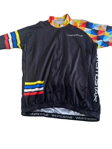 Weimostar full zip cycling jersey multi color argyle design men's sz ...
