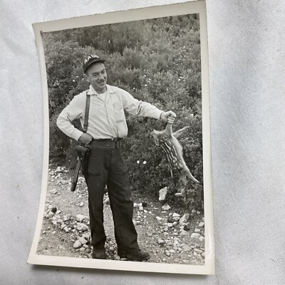 Vintage Photo 1940s Hunter’s Pose With Weird Animal From Hunt 3”x4” | eBay
