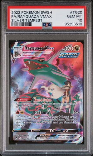 PSA 10 GEM Mint 2023 Pokemon Silver Tempest Rayquaza VMAX Full Alt Art ...