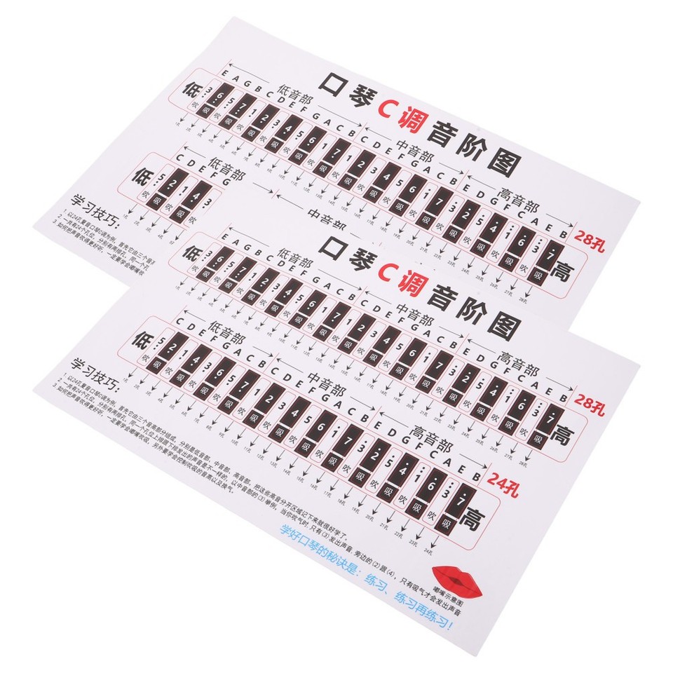 2 Pcs Harmonica Learning Aid Chart Music Poster Beginner's | eBay Australia
