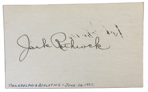 Jack Rothrock (d.1980) Signed 3x5 Index card 1934 St Louis Cardinals WS ...