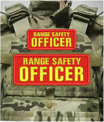 RANGE SAFETY OFFICER EMB PATCH 3X8 AND 2X5 HOOK ON BACK RED/YELLOW | eBay