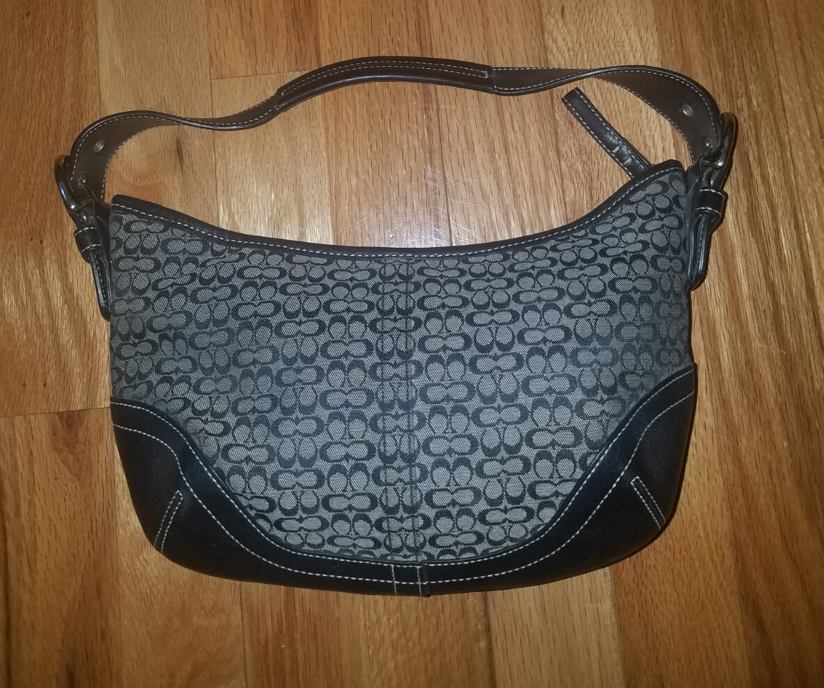 Coach Jacquard Signature Hobo Shoulder Bag Small Blac… - Gem