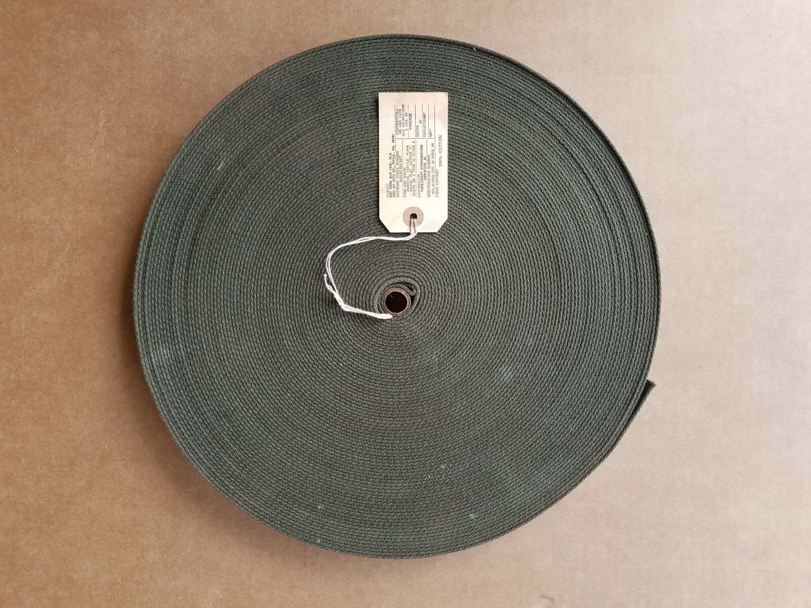 1 FOOT Military Cotton Webbing 1 inch Olive Drab 8305-00-263-2477 MB ...