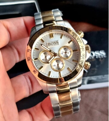 BOSS MENS WATCH SILVER DIAL & STAINLESS STEEL TWO TONE BRACELET 1512960 ...