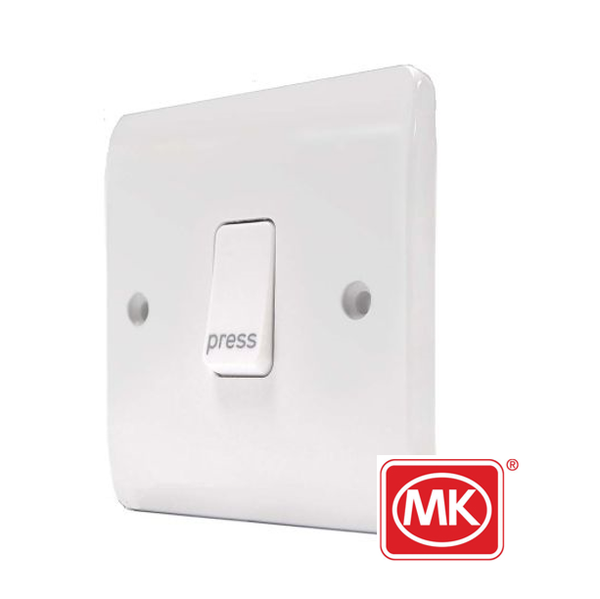 MK Electric K4878 Logic Plus 10a 1 Gang Single Pole Make Break Press ...