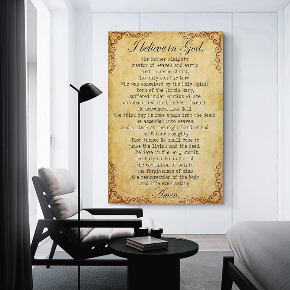 the Apostles Creed Prayer Wall Art Vintage Posters for Kitchen Artwork ...