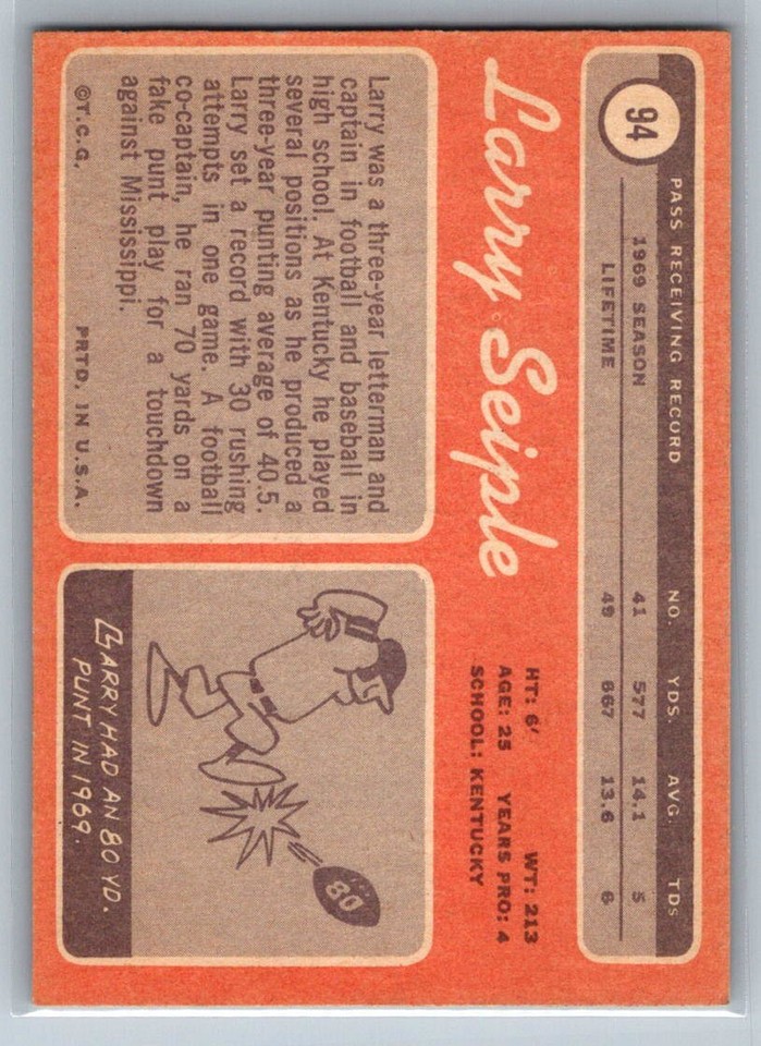 1970 Topps #94 Larry Seiple | eBay