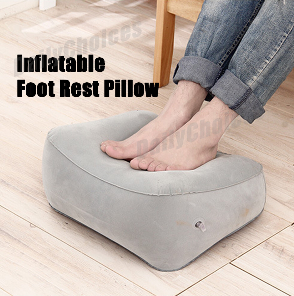 Travel Inflatable Foot Rest Air Pillow Cushion Office Home Leg Footrest ...