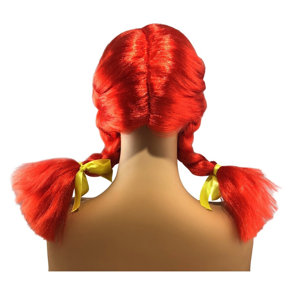 Red Pigtail Wig Ginger Girls Womans Fancy Apple Red Rag Doll Braid ...