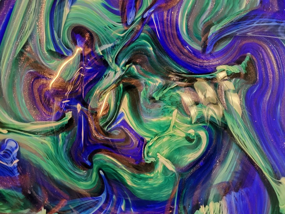 BEAUTIFUL HUGE 17.5"D FLAIR Rim Glass Murano CENTERPIECE Bowl COPPER ...