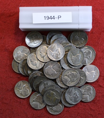 1944-P Jefferson War Nickels 40 Coin roll Circulated 35% Silver Nickel ...