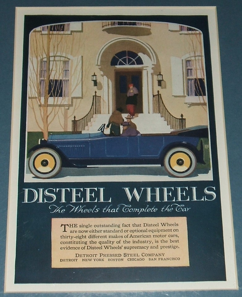 Original 1920 Full Page Color Advertisement for Disteel Wheels, Matted ...