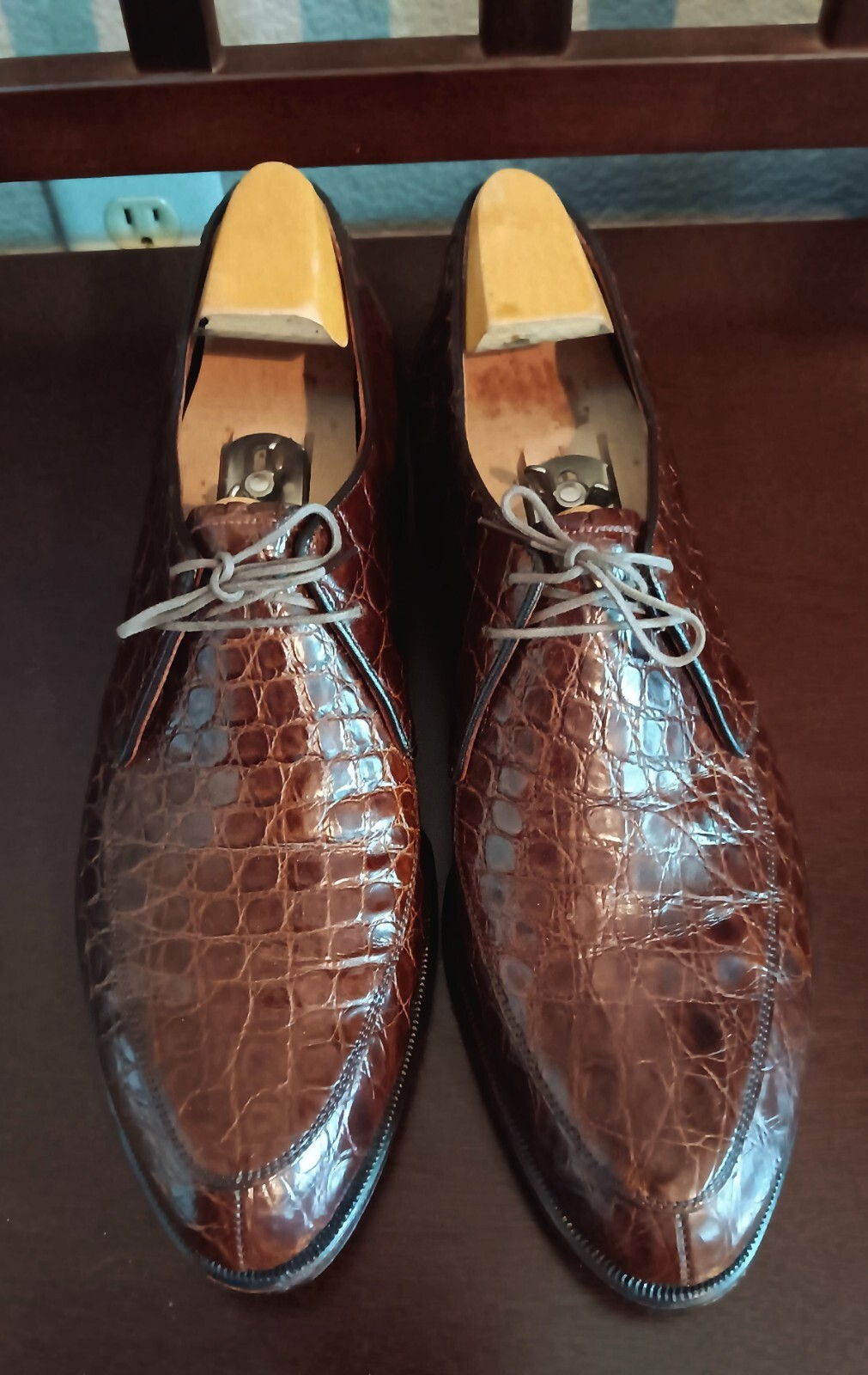 RARE VINTAGE EXOTIC STACY ADAMS BROWN GENUINE ALLIGAT… - Gem